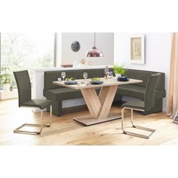 Home Affaire Eckbank &raquo;Nils&laquo; Sitz und R&uuml;cken gepolstert, verschiedene Qualit&auml;ten gr&uuml;n Holzwerkstoff, Massivholz, Polyester B/H/T: 222cm x 89cm x 162cm,