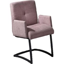 exxpo - sofa fashion Freischwinger &raquo;Affogato mit komfortablen Armlehnen&laquo; () attraktiven Kreuznaht in der R&uuml;ckenlehne lila Metall, Stoff B/H/T: 59cm x 