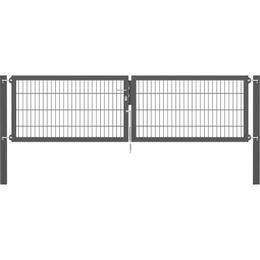 Alberts Zaundoppelt&uuml;r &raquo;Flexo Plus&laquo; anthrazit, verschiedene Abmessungen grau Stahl B/H: 300cm x 80cm