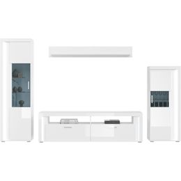 Home Affaire Wohnwand &raquo;Viborg, 4-teiliges Set, inkl. vertikaler Frontbeleuchtung, best. aus:&laquo; 4 Stk. tlg. wei&szlig; B/H/T: 351cmcm x 202cmcm x 46cmcm