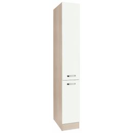 Optifit Apothekerschrank &raquo;Faro&laquo;, 2 Ausz&uuml;ge, Metallgriffe, Breite 30 cm wei&szlig; akaziefarben, B/H/T: 30cm x 206,8cm x 57,1cm, T&uuml;ren: 2 Stk.