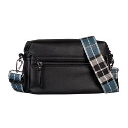 Tom Tailor Damen Tom Tailor Handtasche &raquo;Chrissi&laquo; aus weichem Lederimitat mit breitem karierten Gewebeband schwarz B/H/T: 23cm x 14cm x 10cm