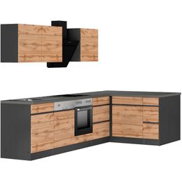 KOCHSTATION Winkelk&uuml;che &raquo;KS-Riesa&laquo; Stellbreite 340x150 cm, wahlweise mit oder ohne E-Ger&auml;te grau B/H/T: 340cm x 200cm x 60cm, ohne E-Ger&auml;te