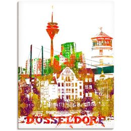 Artland Leinwandbild &raquo;D&uuml;sseldorf Grafik&laquo; D&uuml;sseldorf 1 Stk. tlg. auf Holzrahmen gespannt bunt Leinwand B/H/T: 45cm x 60cm, Leinwandbild D&uuml;sseldorf Hochformat, 