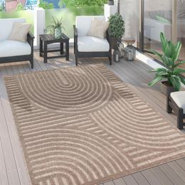 Paco Home Teppich &raquo;Livorno 674&laquo; rechteckig 14 mm H&ouml;he Uni Farben, moderner Hoch-Tief-Effekt, Scandi-Look, Outdoor geeignet beige Polypropylen (PP) B : 80cm 1 