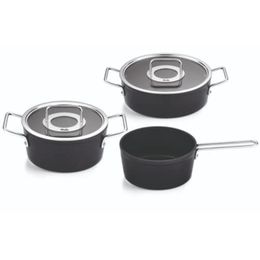 Fissler Topf-Set &raquo;Adamant &laquo; Set, Kochtopf 20 + Bratentopf 24 + Stielkasserolle 18cm oD, 3 Stk. tlg. Aluminium schwarz Einheitsgr&ouml;&szlig;e