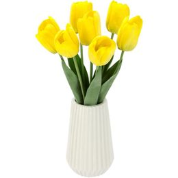 I.GE.A. Kunstblume &raquo;Real-Touch-Tulpen&laquo; Vase aus Keramik gelb B/H/L: 17cm x 33cm x 17cm, 1 Stk.