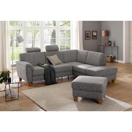OTTO home Ecksofa &raquo;Alta L-Form&laquo; mit Federkern und Kontrastnaht, F&uuml;&szlig;e Buche eichefarben grau Struktur ( 100% Polyester);Struktur fein ( 100% Polyester)