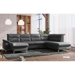 Sit & More sit&more Wohnlandschaft &raquo;Astoria U-Form&laquo; wahlweise mit motorischer Relaxfunktion grau 100% Polyester B/H/T: 327cm x 91cm x 225cm, Luxus-Microfaser 