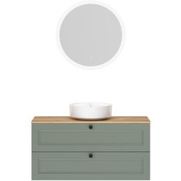 Nobilia Badm&ouml;bel-Set &raquo;Cascada&laquo; Set, inkl. Aufsatzwaschbecken und beleuchtetem Spiegel mit Touch-Sensor, 2 Stk. tlg. B/H/T: 120cmcm x 187cmcm x 