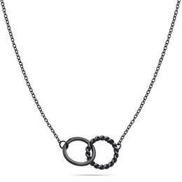Tamaris Damen Edelstahlkette &raquo;Schmuck Geschenk Halskette Ringe&laquo; schwarz Edelstahl, L: 45 B: 1,53mm