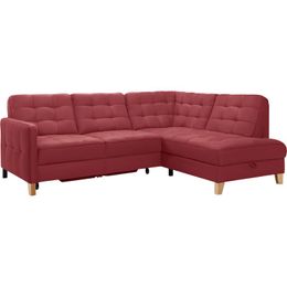 exxpo - sofa fashion Ecksofa &raquo;Elio, kompakt & bequem, zeitloses Design, Breite 228cm, L-Form&laquo; wahlweise mit Bettfunktion und Bettkasten rot B/H/T: 