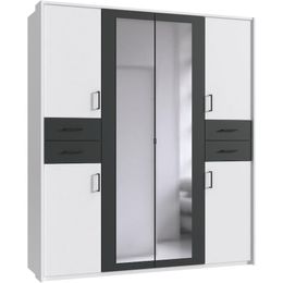 wimex Dreht&uuml;renschrank &raquo;Vegas&laquo; inklusive Passepartout-Rahmen, mit Spiegelt&uuml;ren und Schubladen schwarz Holzwerkstoff B/H/T: 183cm x 210cm x 58cm, Schubladen:
