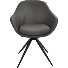 K+w Komfort & Wohnen K+W Komfort & Wohnen Drehstuhl &raquo;ZOOM&laquo; () 4-Fu&szlig; Drehstuhl mit Gestell aus Metall schwarz Struktur silber B/H/T: 60cm x 83cm x 57cm, Leder Longlife 