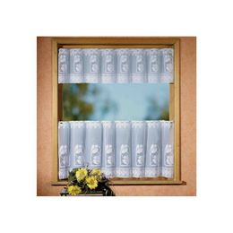 Weckbrodt-Gardinen Scheibengardine &raquo;Aachen&laquo; Stangendurchzug 2 Stk. tlg. Bistro, Jacquard, halbtransparent, 2teiliges Set, Gardine, Store wei&szlig; Jacquard, Polyester 52cm, 
