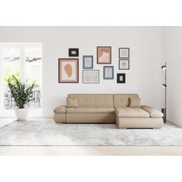 DOMO collection Ecksofa &raquo;MORIC 300x172 cm, XXL-Sofa mit viel Platz, L-Form, auch in Cord&laquo; wahlweise mit Bettfunktion und Armteilverstellung, cappucino