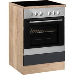 Optifit Herdumbauschrank &raquo;Roth&laquo; Breite 60 cm schwarz wildeichefarben, B/H/T: 60cm x 88cm x 60cm, Komplettausf&uuml;hrung