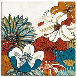 Artland Leinwandbild &raquo;Zeitgen&ouml;ssischer Garten II&laquo; Blumen 1 Stk. tlg. auf Holzrahmen gespannt bunt Leinwand B/H/T: 50cm x 50cm, Leinwandbild Blumen quadratisch