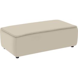 W.Schillig Hocker &raquo;around-the-block&laquo; mit eleganter Biese grau Longlife Xtra-Leder Z59: Glattleder mit modischer Pr&auml;gung. Hautst&auml;rke 0, 9 - 1, 1 mm B/H