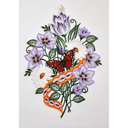 Stickereien Plauen Fensterbild &raquo;Blumenband Fensterbild&laquo; Fensterbild "Blumenband" lila Polyester B/L: 21cm x 30cm