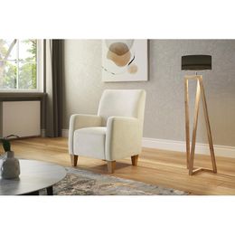 Home Affaire Sessel &raquo;Viva&laquo; mit Federkern, mit Eichenf&uuml;&szlig;en beige 100% Polyester Luxus-Microfaser ALTARA NUBUCK , B/H/T: 74cm x 93cm x 81cm