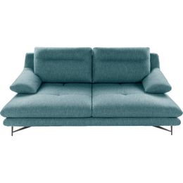 Calia italia 2,5-Sitzer &raquo;Cezanne, elegant und bequem, aufwendige Detailverarbeitung&laquo; im Strukturbezug, wahlweise mit Sitztiefenverstellung blau B/H/T: