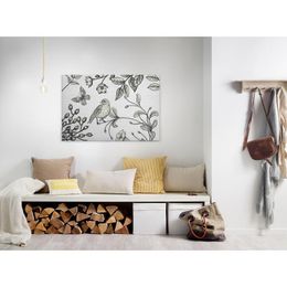 A.S. Cr&eacute;ation Leinwandbild &raquo;birdy&laquo; Gem&auml;lde Kunst 1 Stk. tlg. Schwarz-Wei&szlig; Zeichnung Floral Keilrahmen Leinwand-Bild Wohnzimmer Wand schwarz-wei&szlig; Holz, Stahl B/H/T: 