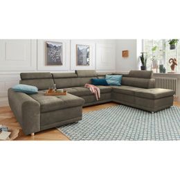 Sit & More sit&more Wohnlandschaft &raquo;Riva U-Form&laquo; wahlweise mit Schlaffunktion grau Struktur (100% Polyester);Flachgewebe (100% Polyester);Luxus-Microfaser (100% 