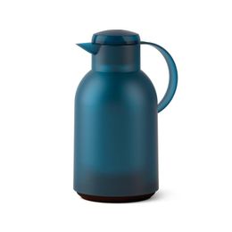Emsa Isolierkanne &raquo;Samba&laquo; 1,5 l XXL-Modell, zeitloses Design, einfacher Knopfdruck, 24h kalt, 12h warm blau Glas, Kunststoff 1,5 l