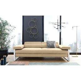 W.Schillig 2-Sitzer &raquo;finn&laquo; German Design Award 2016, Fu&szlig;gestell Chrom gl&auml;nzend, Breite 230 cm beige Flachgewebe S22 (100% Polyester);Stoff S37 (100% 