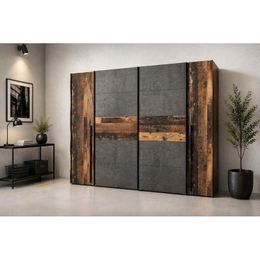 FORTE Kleiderschrank &raquo;Narago, Kombischrank, Paneele wechselbar&laquo; B/H/T ca. 270/210/61cm, Kombination aus Schwebet&uuml;ren mit seitlichen Dreht&uuml;ren, Made in