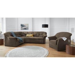 DOMO collection Ecksofa &raquo;SARAFINA 240x190 cm, auch mit Federkern f&uuml;r mehr Sitzkomfort!&laquo; whlw. mit Bettfunktion, elegantes Design, L-Form braun 
