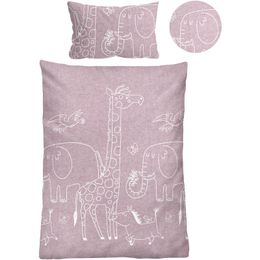 Biberna Kinderbettw&auml;sche &raquo;0840520&laquo; 2 Stk. kuschelig warm, samtweich, Melange, 100% Baumwolle, made in Germany lila Flanell, Obermaterial: 100% Baumwolle B/L: 