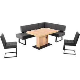 K+w Komfort & Wohnen K+W Komfort & Wohnen Essgruppe &raquo;Spider II&laquo; 4 Stk. tlg. langer Schenkel wahweise in 2 Breiten, 2 Freischwinger, 1 Tisch braun B/H/T: 195cm x 88cm x 