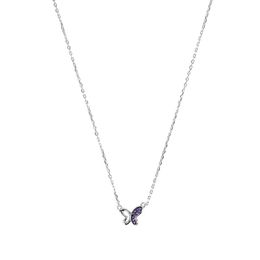 Tom Tailor Damen Tom Tailor Kette mit Anh&auml;nger &raquo;Schmetterling-Motiv&laquo; mit Zirkonia (synth.) lila Silber 925 (Sterlingsilber), L: 40 B: 1mm