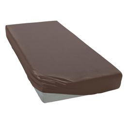 Elegante Spannbettlaken &raquo;Uni Zwirn-Jersey&laquo; aus hochwertigem Garn braun Mako-Jersey, Obermaterial: 97% Baumwolle, 3% Elasthan 1 Stk., Mako-Jersey, 180-200x200-