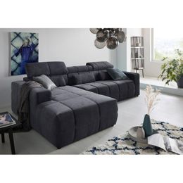 DOMO collection Ecksofa &raquo;BRANDON 289x177x80 cm, whlw. mit Sitztiefenverstellung, L-Form&laquo; mit Kopfteilverstellung, wahlweise Sitztiefenverstellung, L-