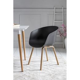 Salesfever Schalenstuhl &raquo;Lund Designer Esszimmerstuhl im 2er-Set&laquo; (Set) 2 Stk.Zweier-Set: Metallbeine mit edler Holzoptik schwarz Kunststoff B/H/T: 