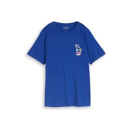 Tom Tailor Women + Shirt female size 4XL Royal blue / Pastel yellow / Rose / White