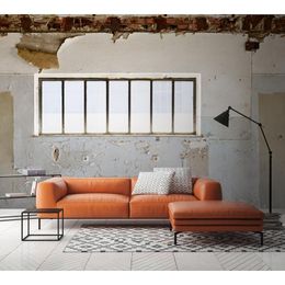 Livingwalls living walls Fototapete &raquo;Fototapete Industriehalle&laquo; gemustert matt neutral glatt Tapete Steinoptik Lost Industrial Tapeten Wohnzimmer Schlafzimmer 