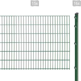 Arvotec Doppelstabmattenzaun &raquo;EXCLUSIVE 123 zum Einbetonieren&laquo; Zaunh&ouml;he 123 cm, Zaunl&auml;nge 2 - 60 m gr&uuml;n Kunststoff, Stahl H/L: 123cm x 30m, Pfosten: 16 Stk.