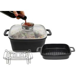 ELO Basic Br&auml;ter &raquo;Multifunktionstopf-Set Cubus&laquo; Set, 4 Stk. tlg. Aluminiumguss schwarz &Oslash; 24cm