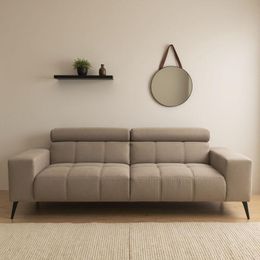 DOMO collection 2-Sitzer &raquo;Trento, mit Kufenfu&szlig; oder Einzelfu&szlig;&laquo; whlw. verstellbare Kopfteile, passend f&uuml;r g&auml;ngige Saugroboter grau 100% Polyester B/H/T