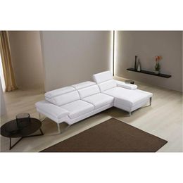Egoitaliano Ecksofa &raquo;Princess, elegantes Designsofa mit erstklassigem Sitzkomfort, L-Form&laquo; mit Recamiere, inkl. Kopfteilverstellung, edle Designmetallf&uuml;&szlig;e wei&szlig; 