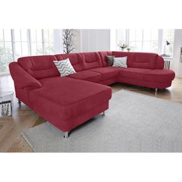 Sit & More sit&more Wohnlandschaft &raquo;Salsa U-Form&laquo; mit Federkern, wahlweise mit Schlaffunktion rot Struktur (100% Polypropylen);Bedruckte Microfaser (100% 
