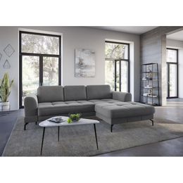 Sit & More sit&more Ecksofa &raquo;Bendigo L-Form&laquo; inklusive Sitztiefenverstellung, Bodenfreiheit 15 cm, 2 Fu&szlig;farben grau B/H/T: 284cm x 87cm x 175cm, Samtoptik,mega-