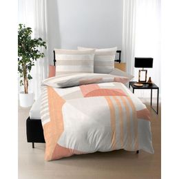 Kaeppel Wendebettw&auml;sche &raquo;Rising Sund&laquo; 2 Stk. beige Mako-Satin, Obermaterial: 100% Baumwolle B/L: 140cm x 200cm, 1 Stk., 1 Stk., Mako-Satin, B/L: 70cm x 90cm, 