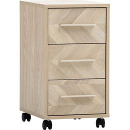 Schildmeyer Rollcontainer &raquo;AREZZO, 3 Schubk&auml;sten, f&uuml;hlbare Holzstruktur, MADE IN GERMANY&laquo; 1 Stk. tlg. Schubkastenfronten in Fischgr&auml;ten Dekor, Made in Germany 