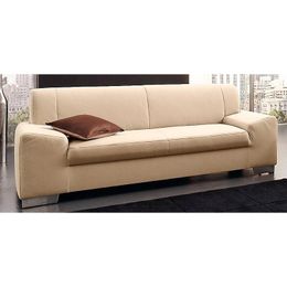 DOMO collection 3-Sitzer &raquo;Alisson zeitlose Formensprache, modern flache Armlehnen, Breite 199cm&laquo; fester Sitzkomfort, frei im Raum stellbar beige 