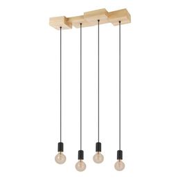 Eglo H&auml;ngeleuchte &raquo;HALKIN&laquo; E27 1 Stk. Pendelleuchte, Holz in Natur und Metall in Schwarz, FSC100HB, E27 braun 4, H: 110cm, 1 Stk.